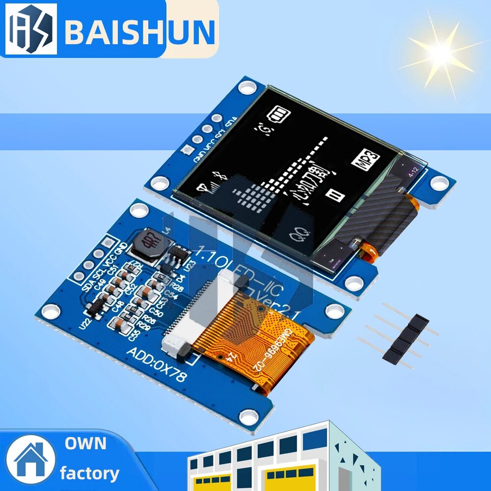 SH1107 1.1" OLED дисплей 96x96, белый