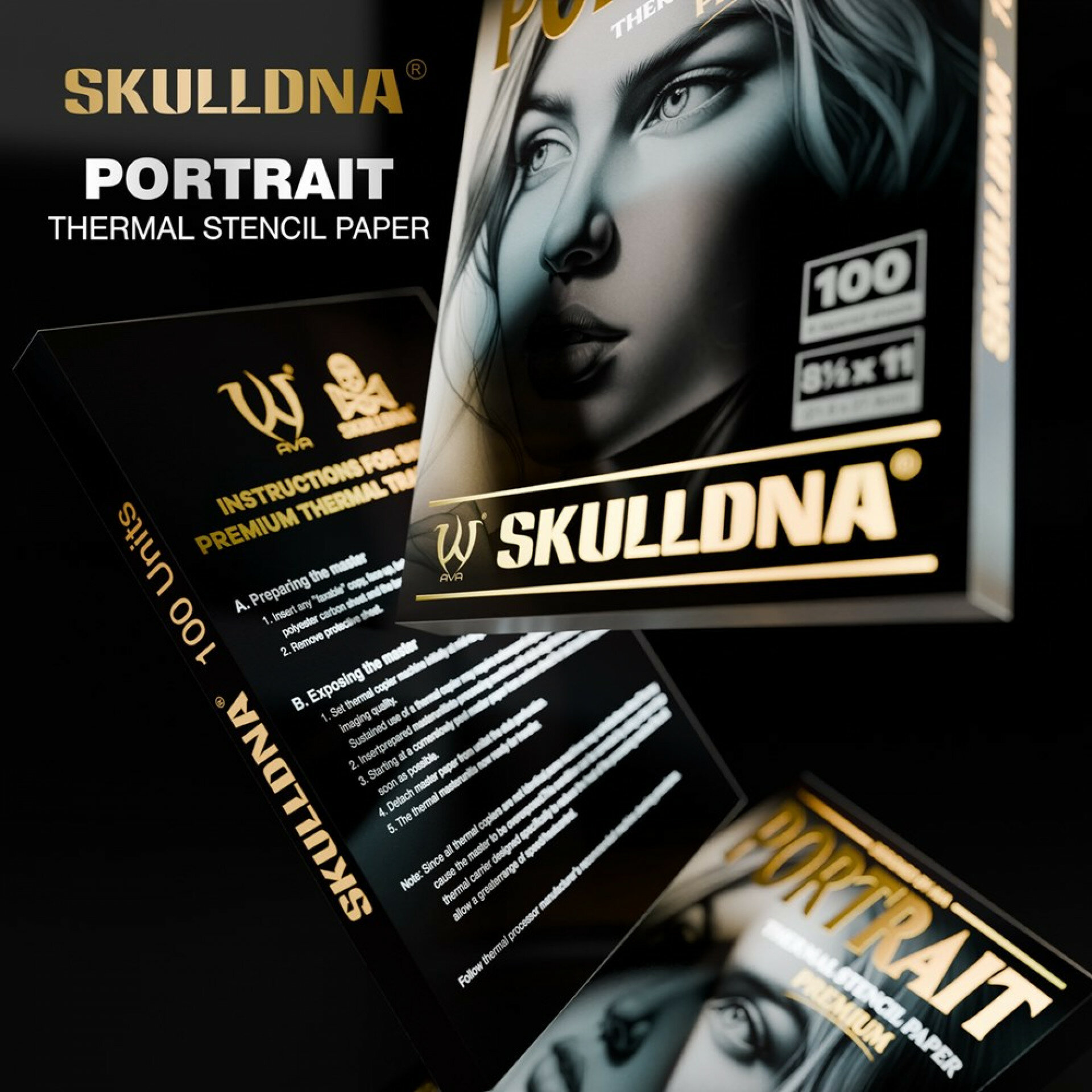 Трансферная тату бумага AVA SkullDna Portrait Thermal, 10 листов