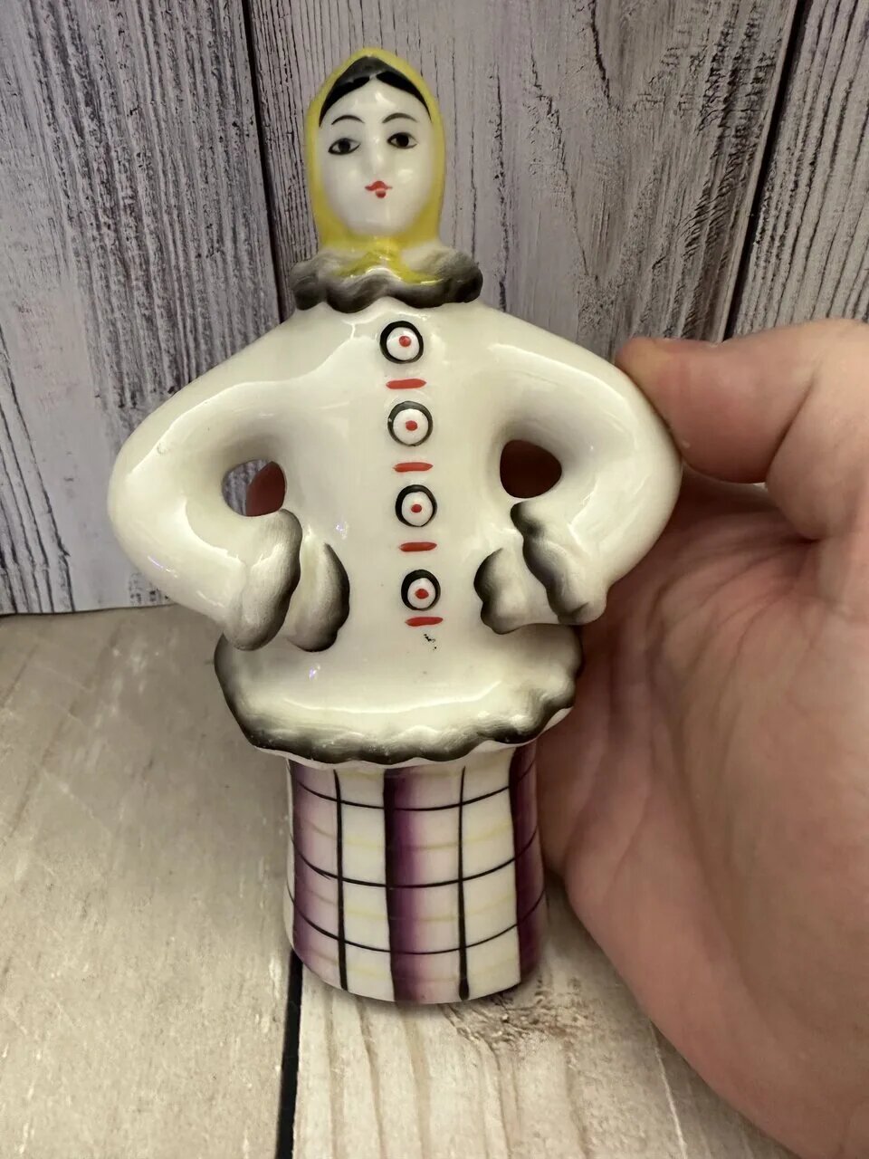 Cтатуэтка Девушка Краса Старинный Гжель Ссср 1960 годы Фарфор винтажная Авторская