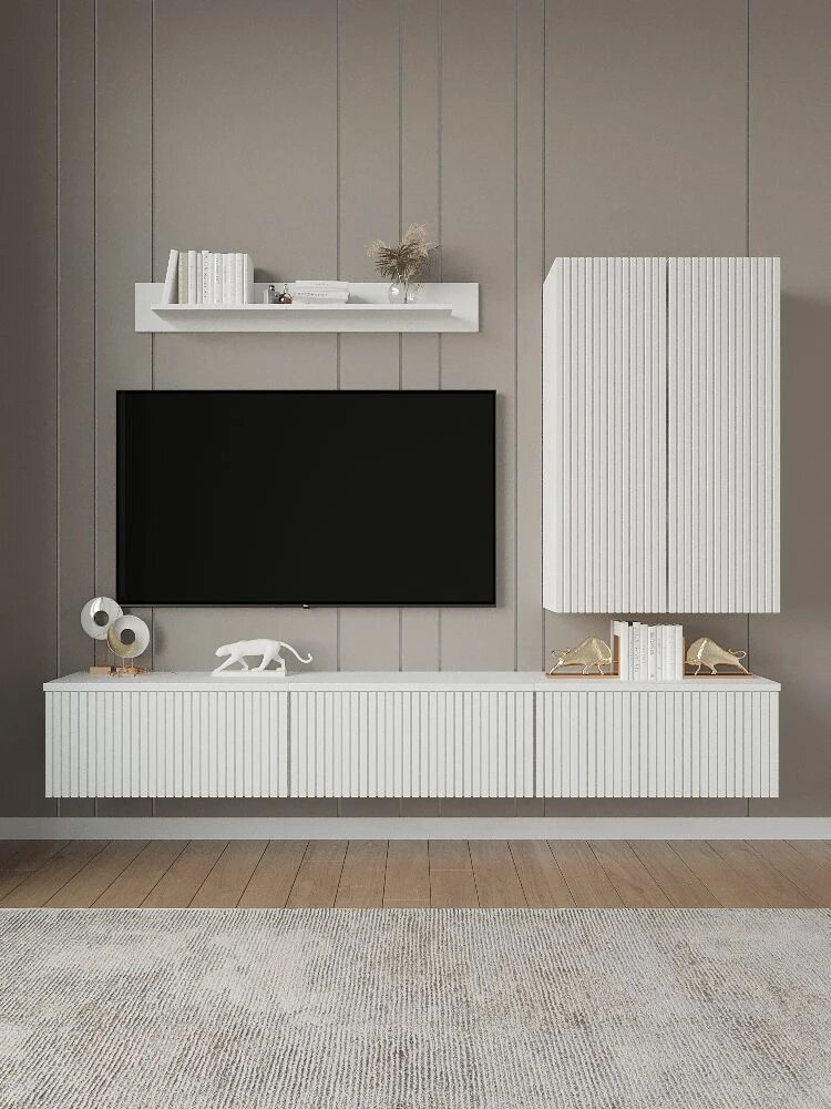 Модульная стенка ORBIS 2, современное исполнение, для гостиной, длина 206 см, Белый