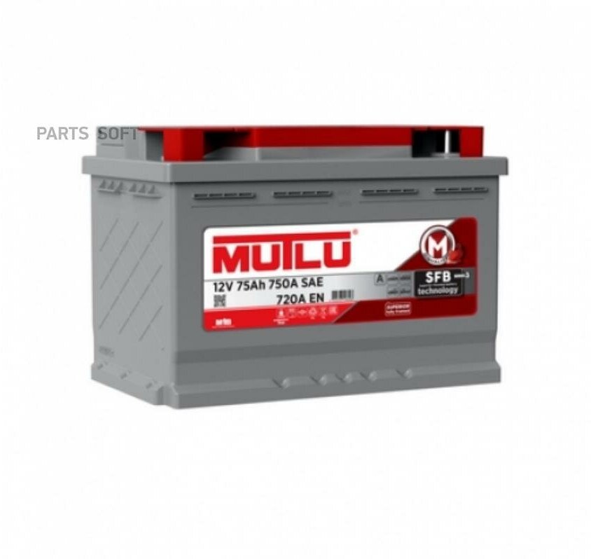 MUTLU LB3.75.072. A Аккумулятор MUTLU SFB 75 А/ч обратная R+ 278x175x175 EN720 А