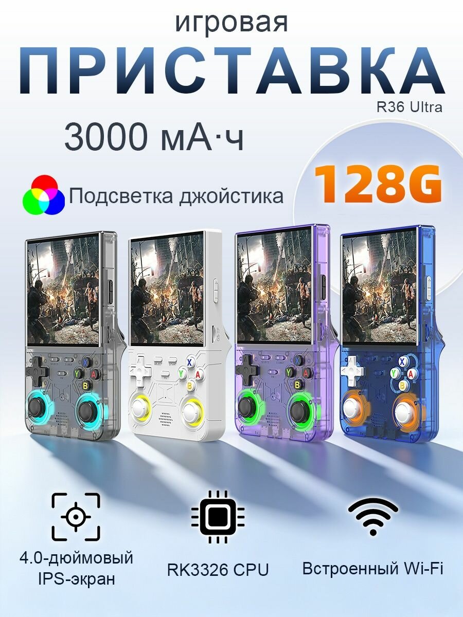 Игровая приставка/ Портативная игровая консоль R36 Ultra 128 ГБ/Портативная аркада/портативный Linux, 4-дюймовый IPS