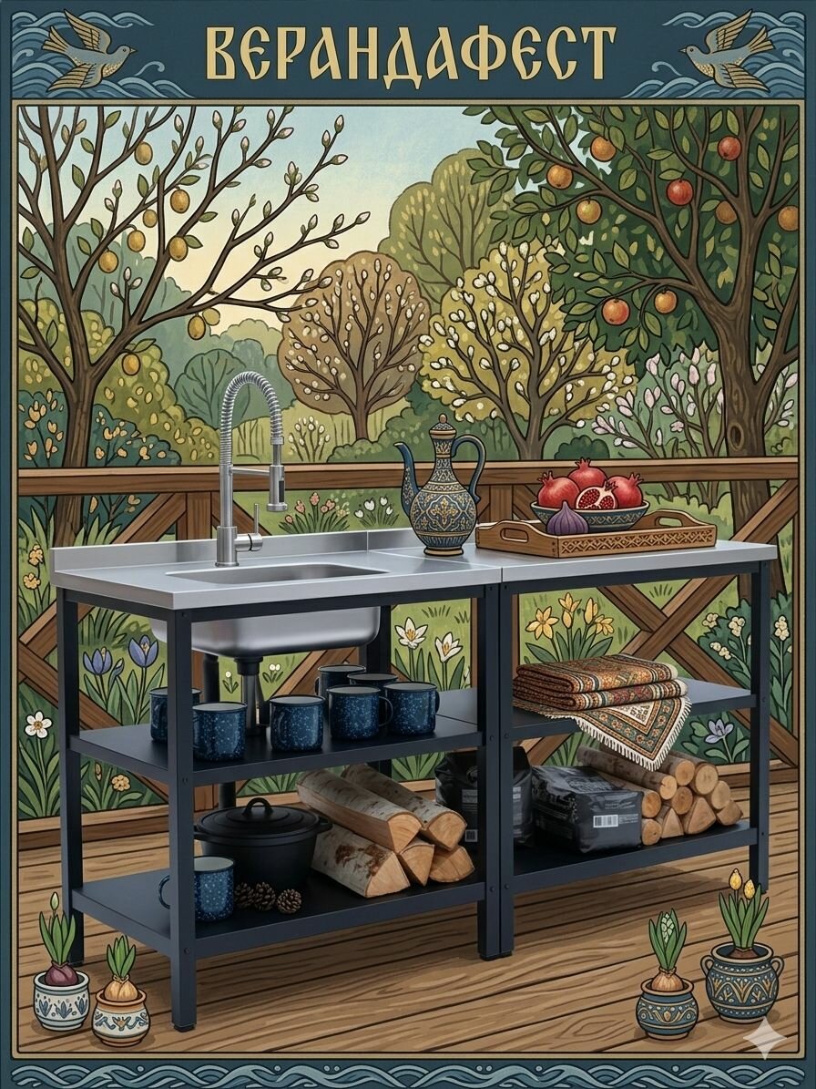 VERANDA: Набор Садовой Кухни - Комплект "Дачный" - Уличная Модульная Кухня
