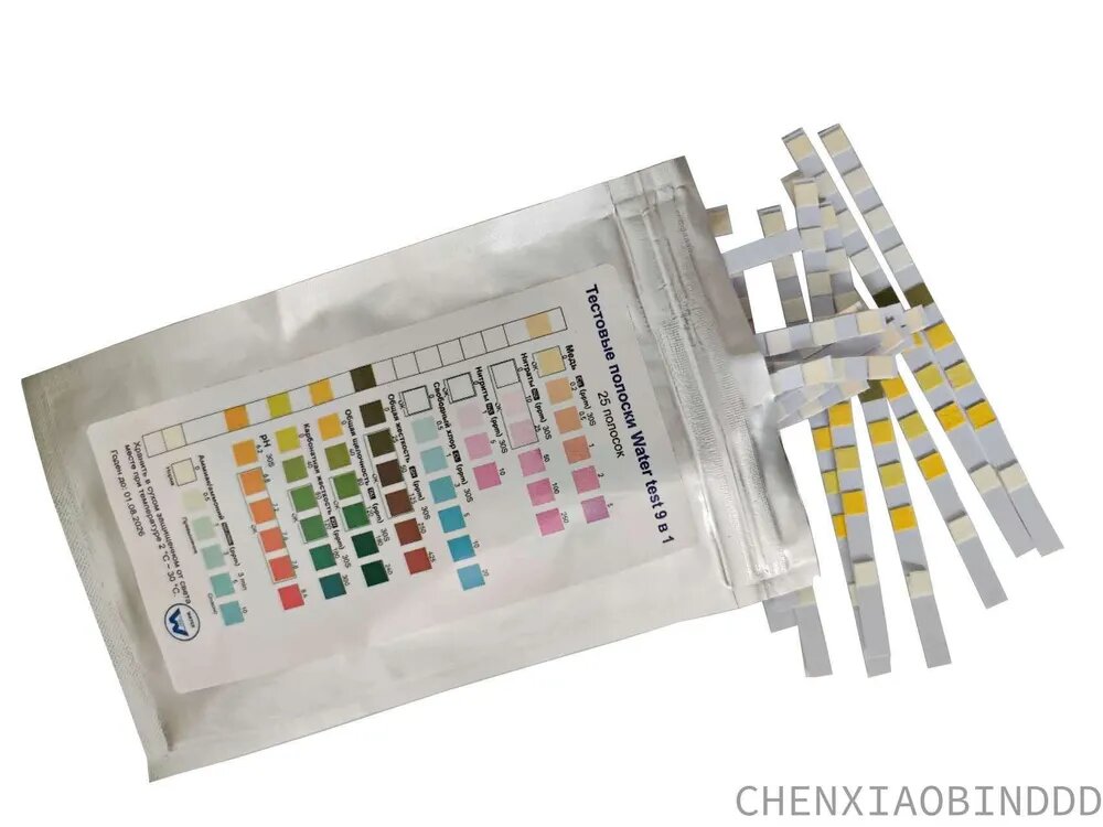 Тест для аквариума Water test 9 в 1 для анализа воды в аквариуме 25 полосок