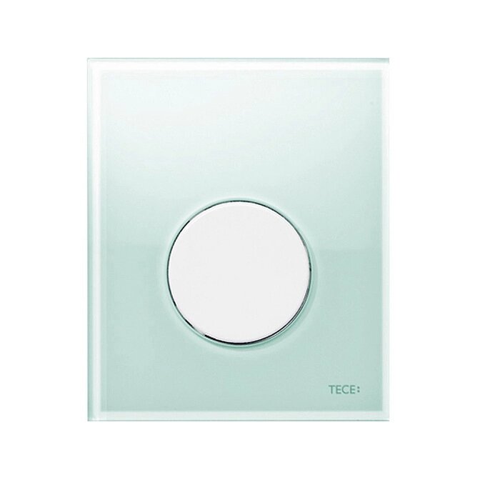 Панель смыва для писсуара TECE TECEloop 9242651 стеклянная, стекло зеленое, клавиша белая