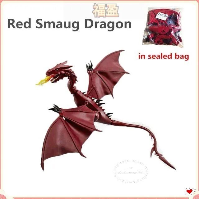 Пластиковый конструктор Red Smaug Dragon 38 деталей для фанатов, красный цвет, в запечатанном пакете