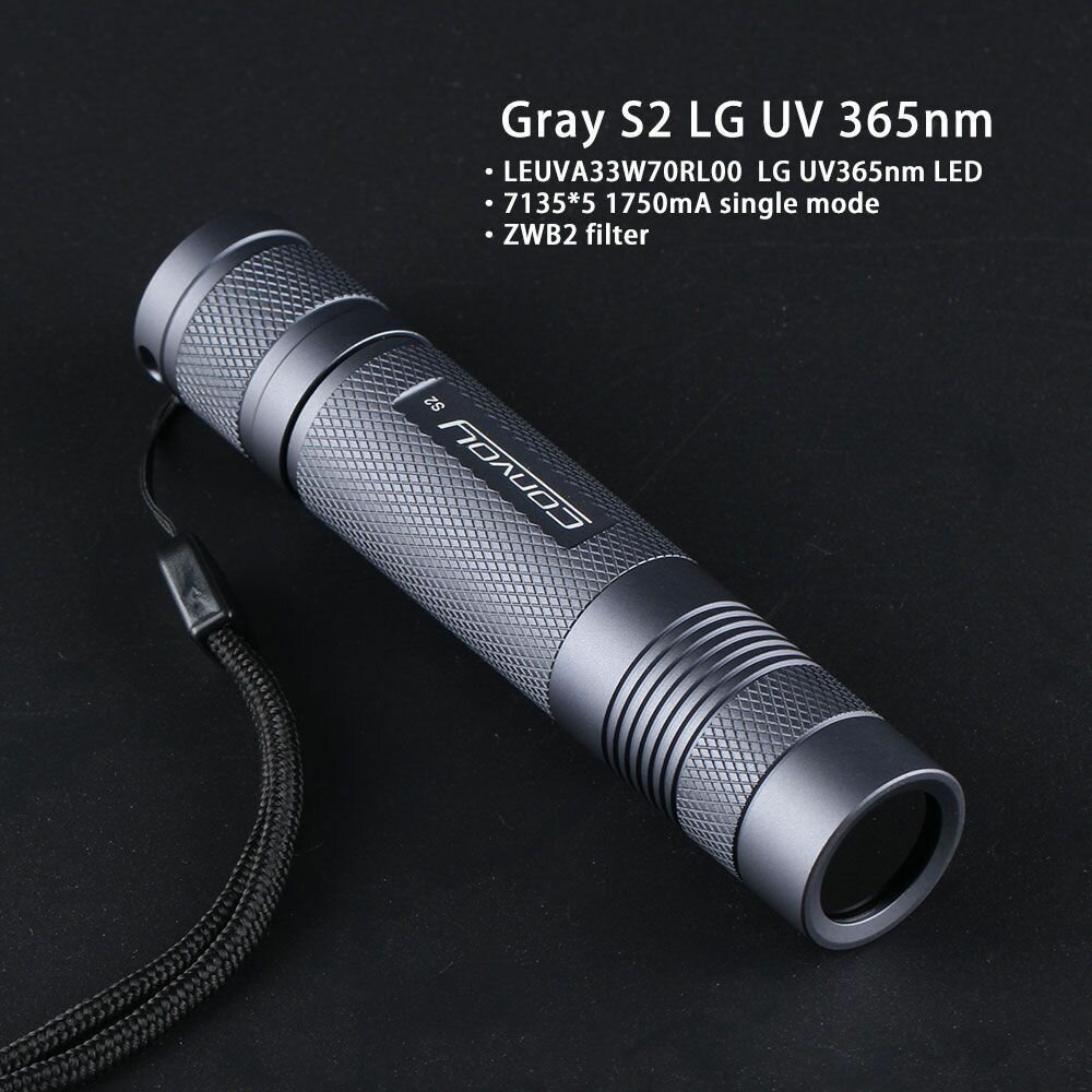 Convoy S2 titanium color UV 365 нм ультрафиолетовая встроенная светодиодная лампа LG с шариками / 5 Вт односкоростным фильтром