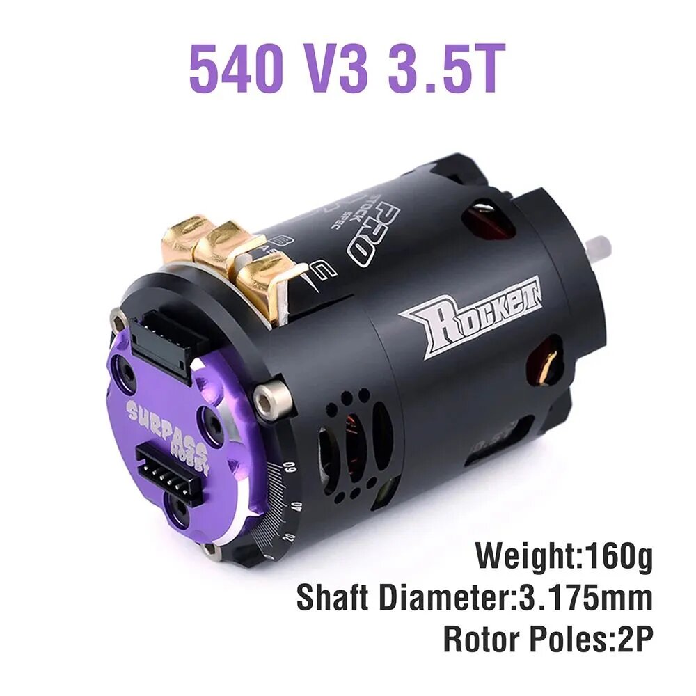 Бесколлекторный мотор Surpass Hobby Rocket 540 V3 для модифицированных гоночных радиоуправляемых дрифт-каров масштаба 1/10 и 1/12.