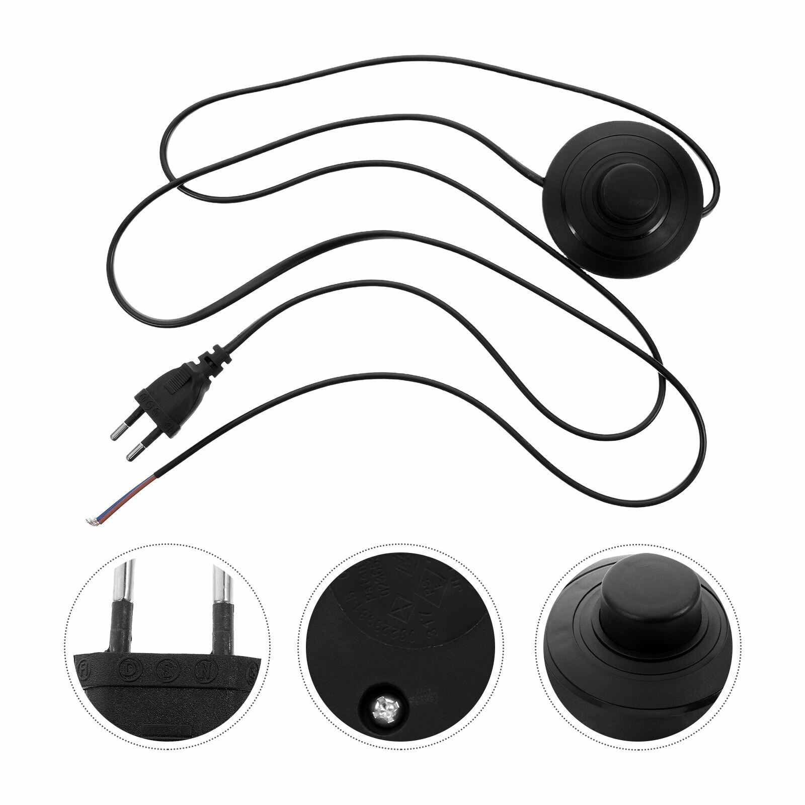 Шнур Для Лампы С Ножным Выключателем, Черный, Круглый Разъем, Простое Включение И Выключение, 1 Упаковка