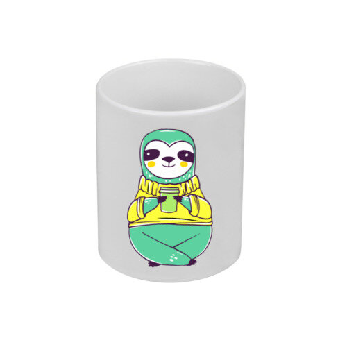 Кружка «Милый ленивец в свитере с банкой» (белый)