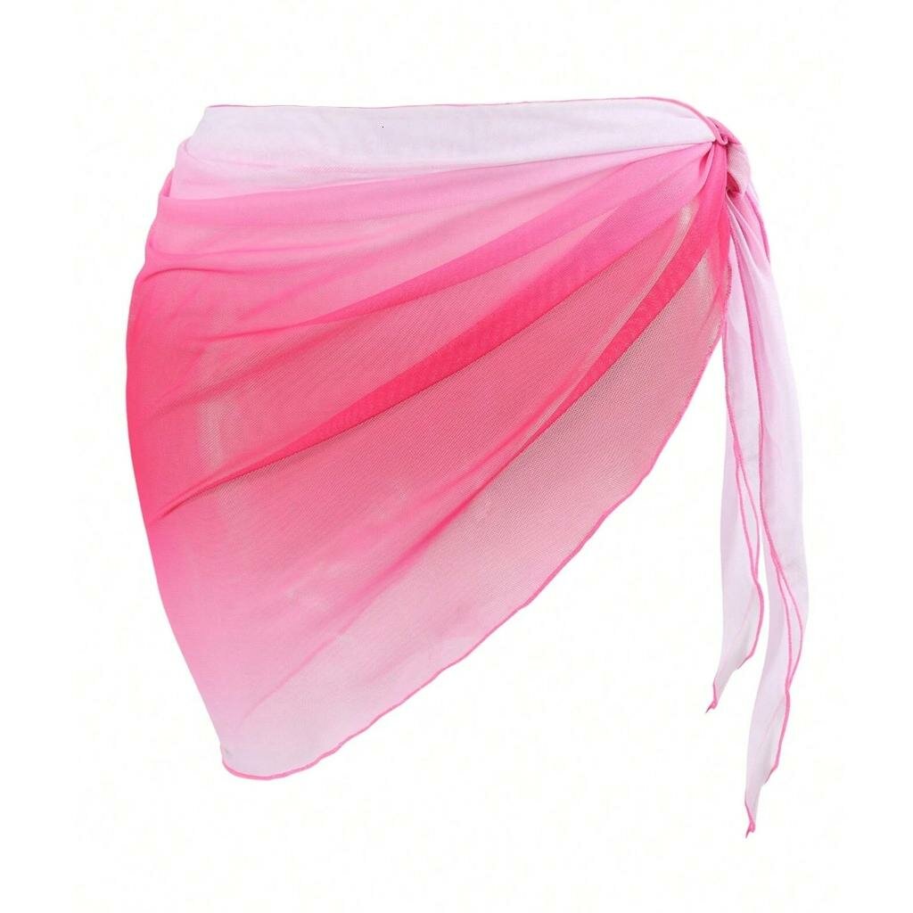 Пляжный халат-завязка для женщин, розово-красный