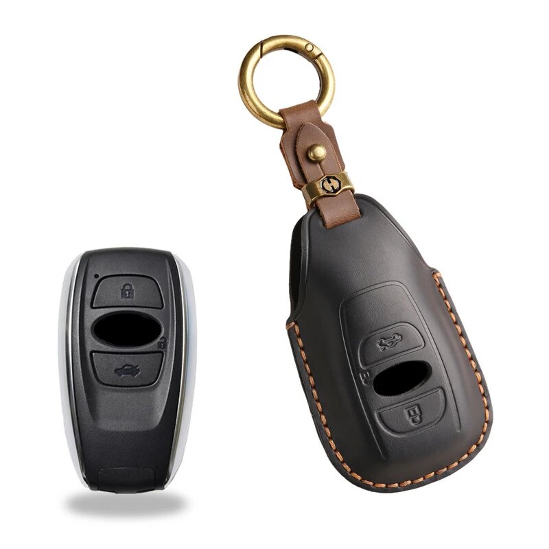 Кожаный чехол для ключей Subaru Legacy Impreza Forester XV BRZ WRX Levorg, чехол для Key A black