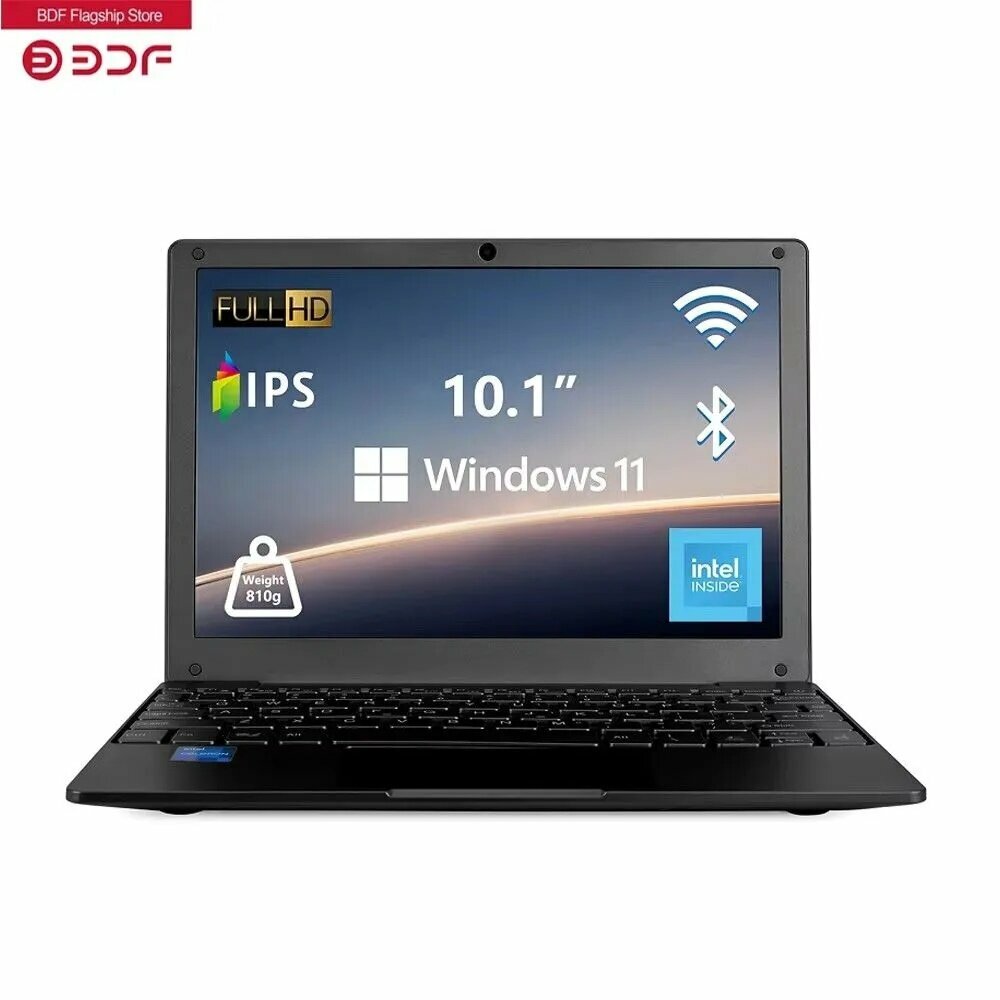 BDF MXI Ноутбук 10.1", AMD A4-9125, RAM 128 ГБ, SSD 256 ГБ, AMD Radeon, Windows Pro, (N4000), черный матовый, Русская раскладка