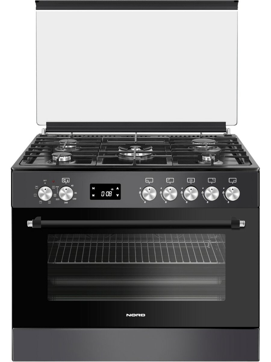 Газовая плита NORD GE 9065 Gd с электрической духовкой и грилем электрическим, конвекцией, 5 конфорок, электроподжиг