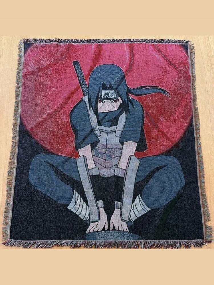 Плед жаккардовый KKVYJ52EDK Аниме Итачи Учиха, Полиэстер, Хлопок, 160x130 см
