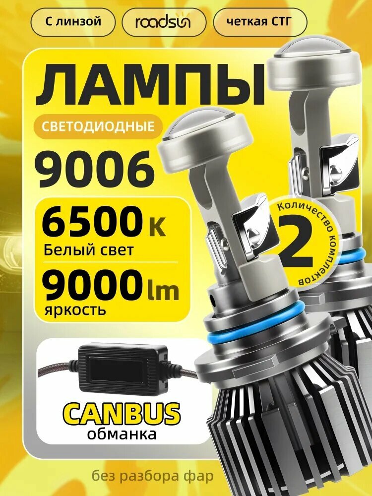 Roadsun Лампа автомобильная HB4, 2 шт. арт. Мини линза HB4 подходит для Toyota Corolla 10 пок. E150/седан (2006-2013)