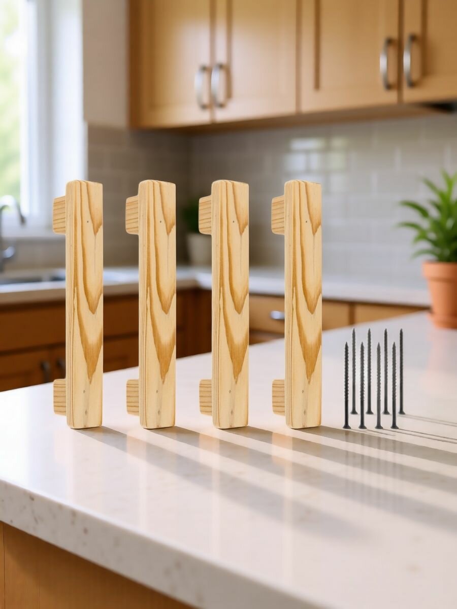 Сосновая дверная ручка для бани без покрытия, скоба, 1 серия, 4 шт.