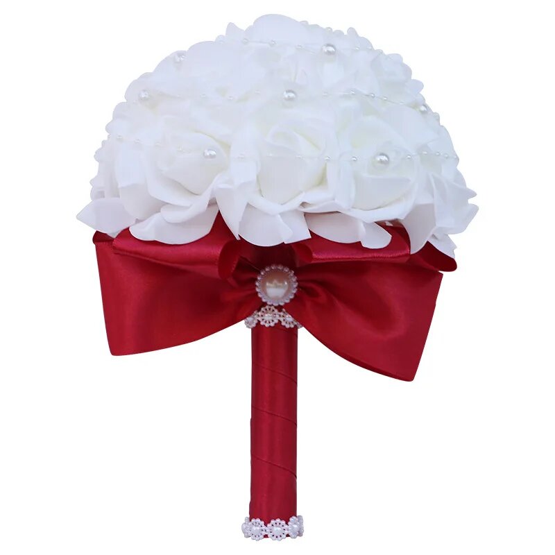 Искусственный свадебный букет из шелка для подружки невесты perfectlifeoh Белый, Claret