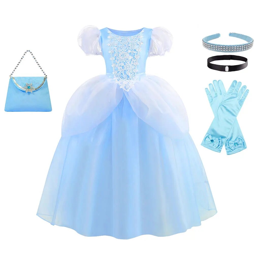 Платье принцессы Cinderella голубое, 5-6T (130)