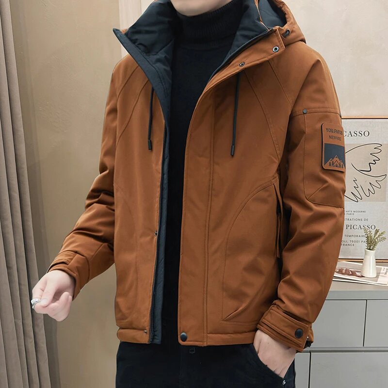 Повседневная мужская куртка на хлопковой подкладке, уличная утепленная короткая куртка-пуховик, осенне-зимняя рабочая куртка .