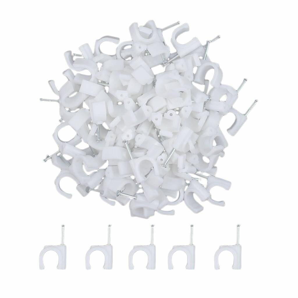 Пластиковые зажимы для электрических проводов с гвоздем из высокоуглеродистой стали, 100 шт, для крепления кабелей диаметром 4-25 мм