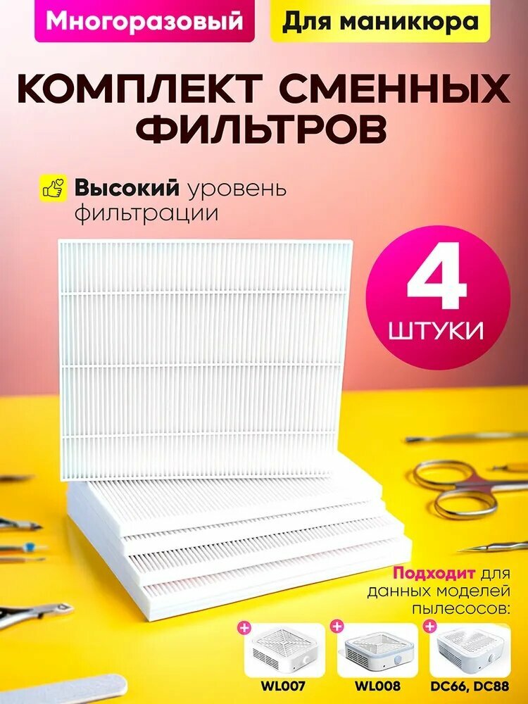 Фильтры для маникюрного пылесоса 4 шт