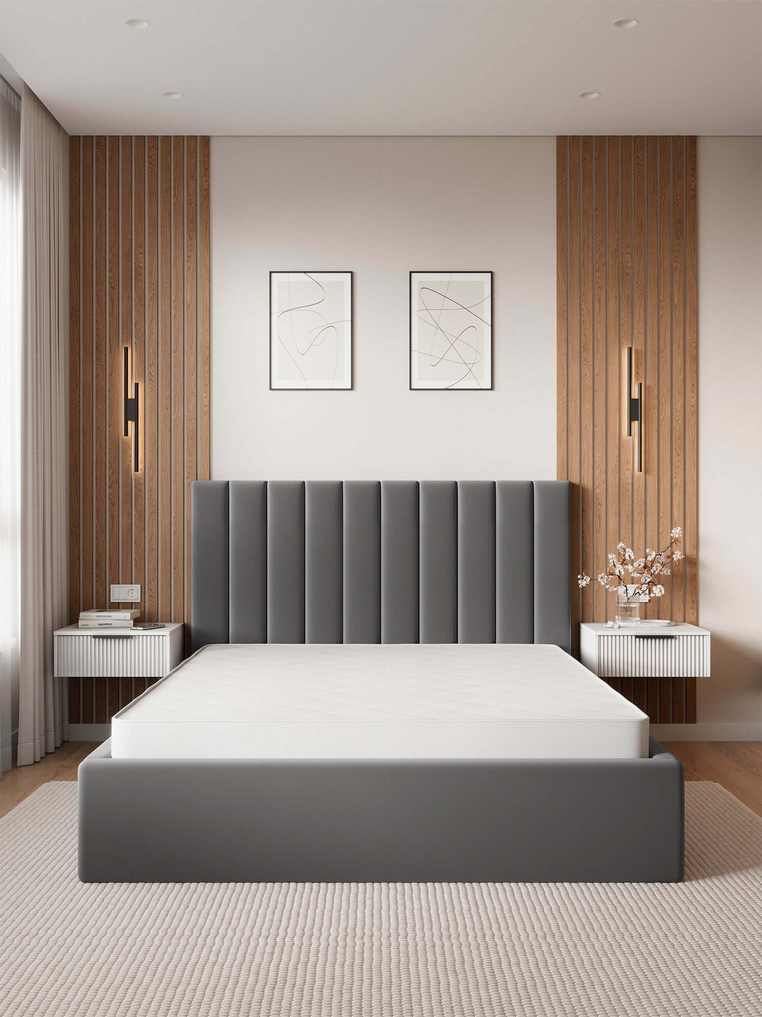 Кровать двуспальная 160х200 с подъемным механизмом, Милан мини с мягким изголовьем для дома и спальни, ортопедическое основание, ящик для белья