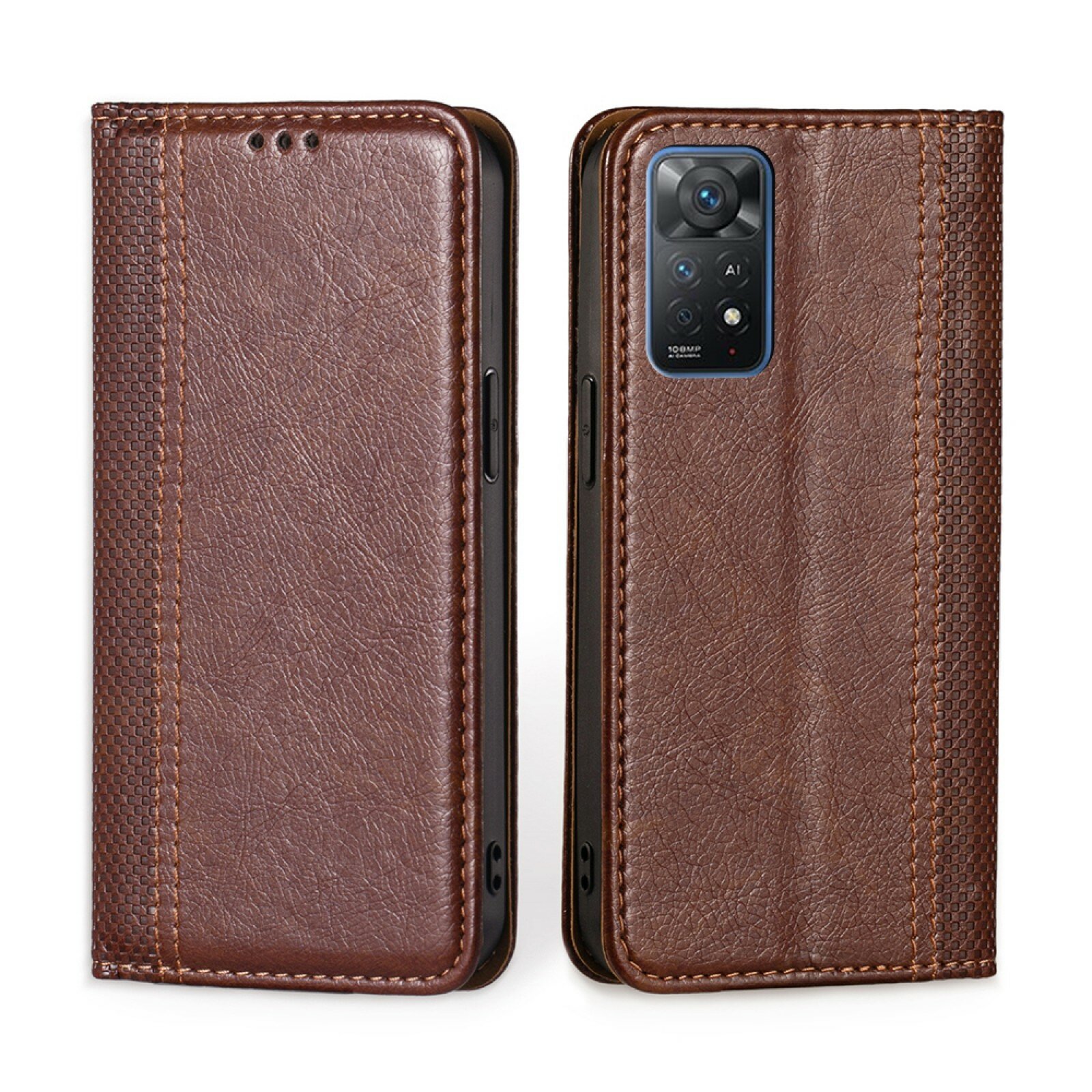 Чехол-книжка MyPads для Xiaomi Redmi Note 11 Pro / Note 11e Pro / 12 Pro 4G с магнитной застежкой и подставкой коричневый