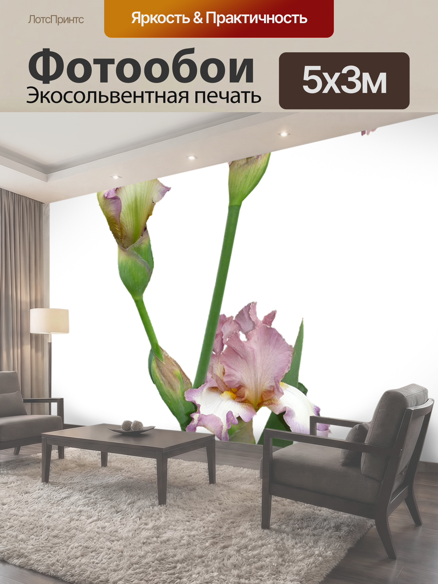 Фотообои "Ирис, завод, цветок" 500x300 см. экосольвентная печать