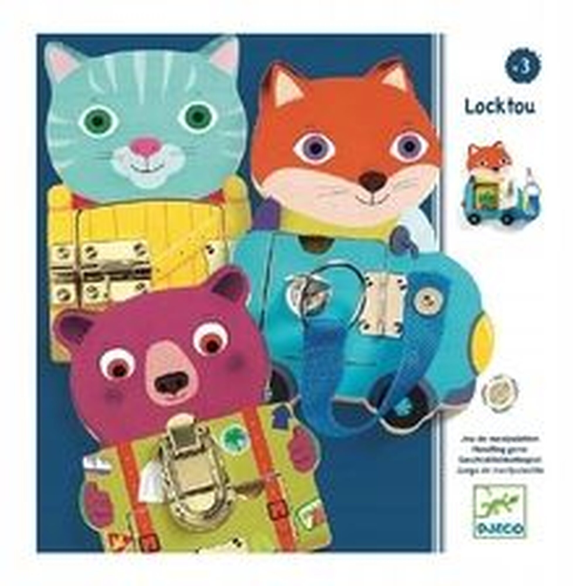 Игрушка для малышей Djeco - Деревянный бизиборд в виде животных - DJ01664