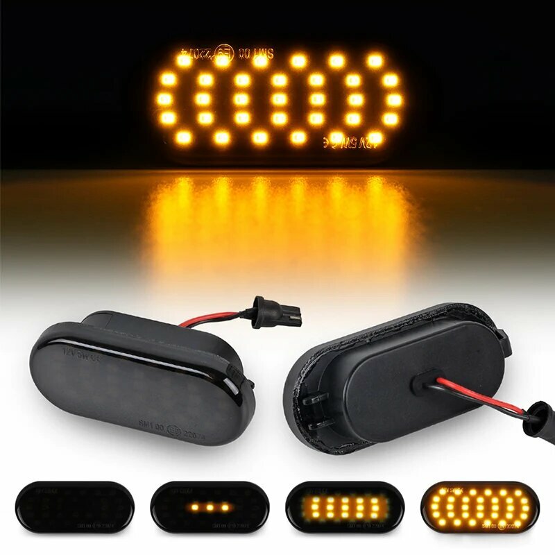 Светодиодные боковые габаритные огни Canbus, поворотники для Ford C-Max Fiesta MK6 Focus MK2 Fusion Galaxy Янтарный, OEM # YM2113K309AB, 2 шт. Smoked