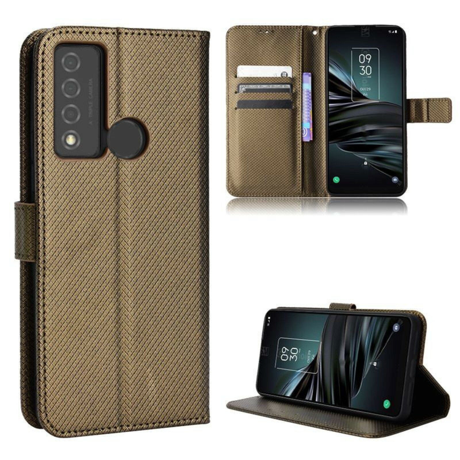 Защитный чехол MyPads для смартфонов TCL 20S, 20 5G, 20L и 20L+ коричневый из PU-кожи