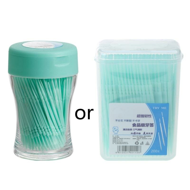 Зубочистки пластиковые пищевые, 200 шт, Зеленый