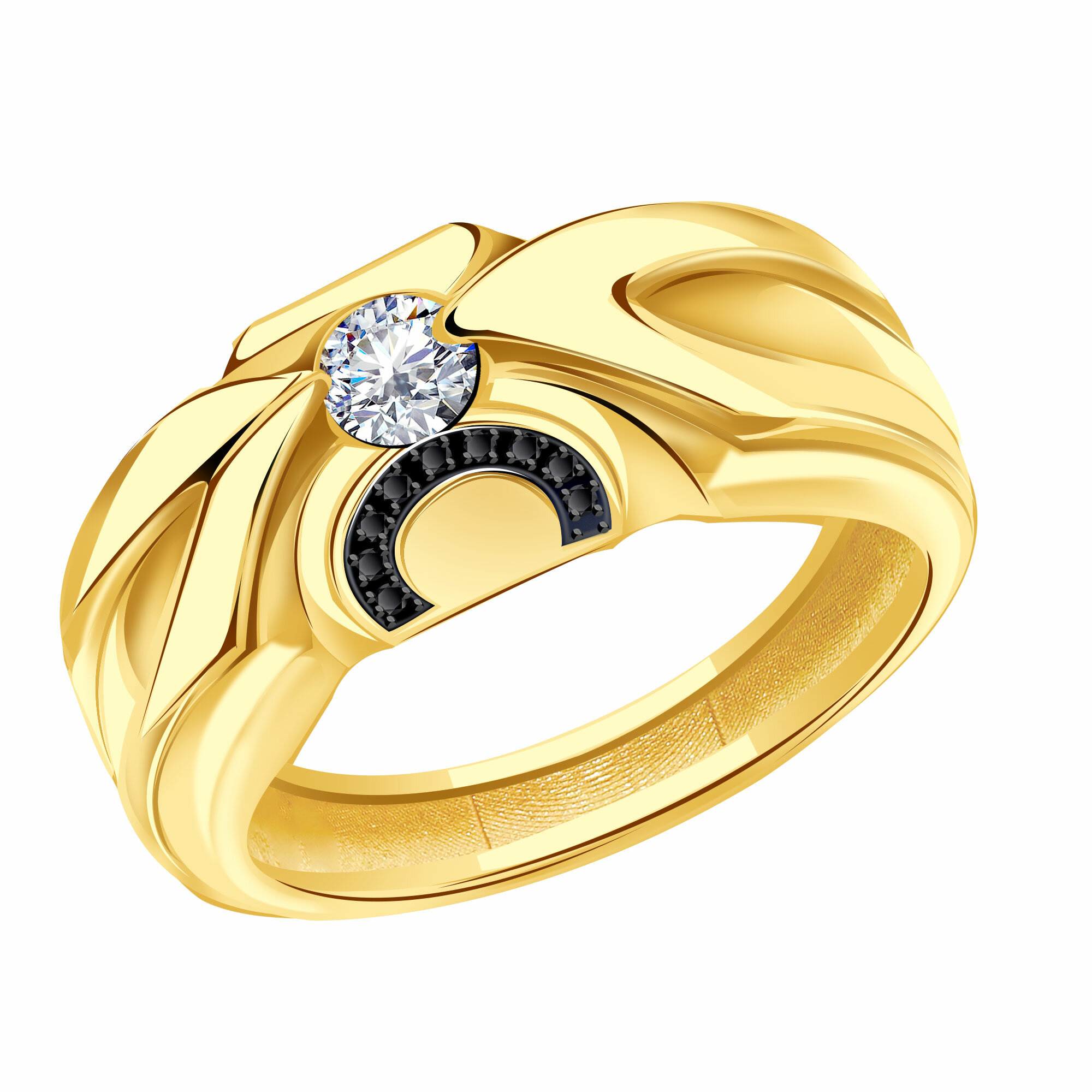 Кольцо, желтое золото, 585 проба, фианит