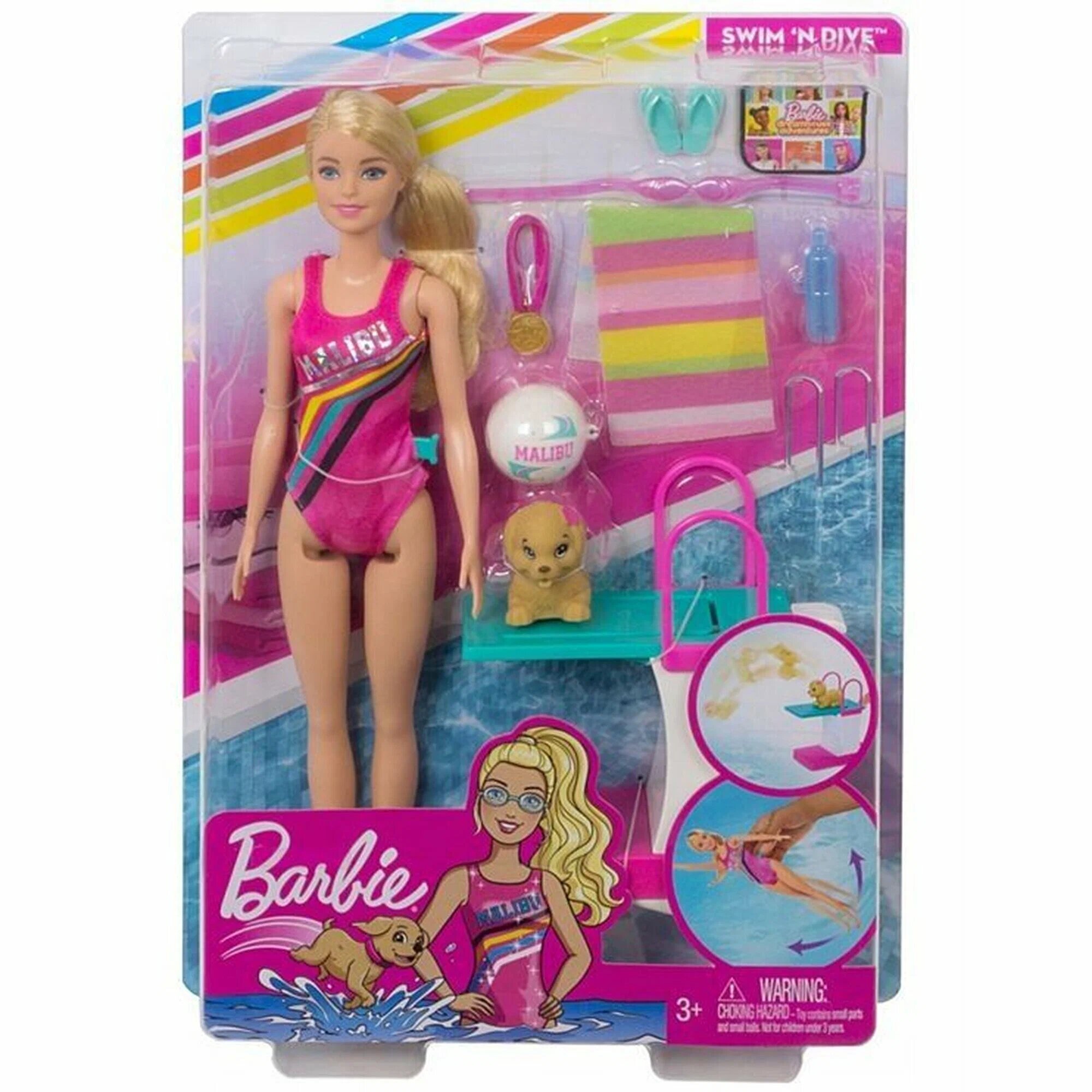 Кукла Mattel Barbie - Кукла пловец с собакой и аксессуарами - Барби GHK23