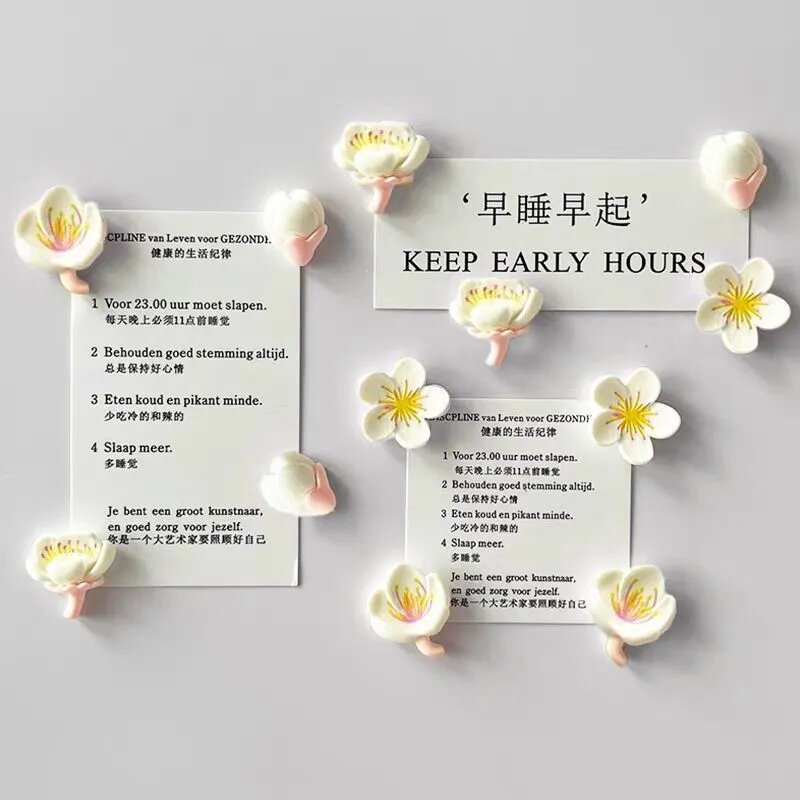 Набор магнитов цветы из смолы, 12 шт,12, белый