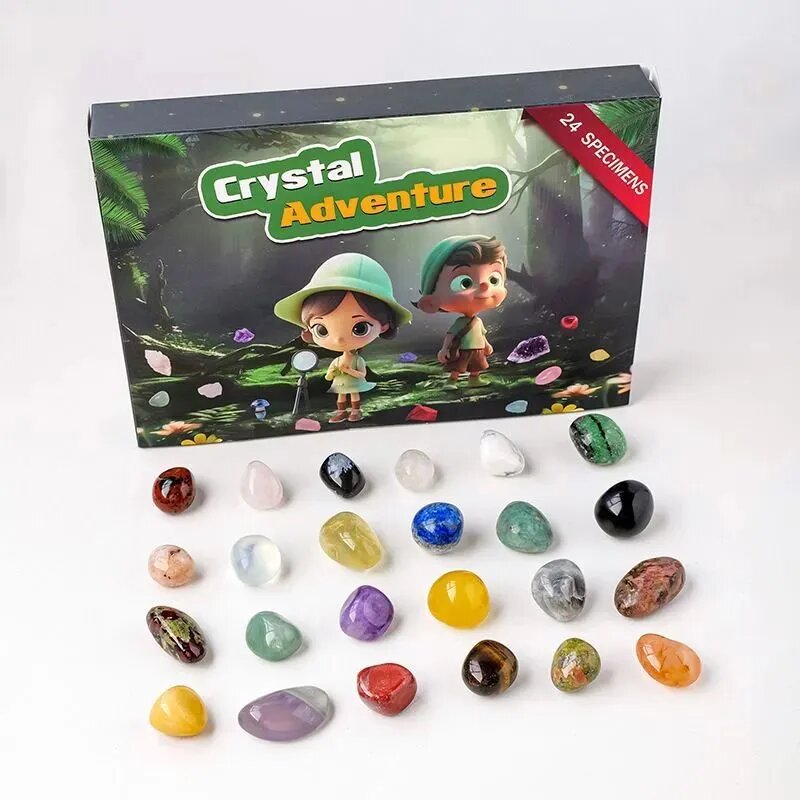 Адвент календарь Crystal Adventure с натуральными камнями и минералами, 24 образца