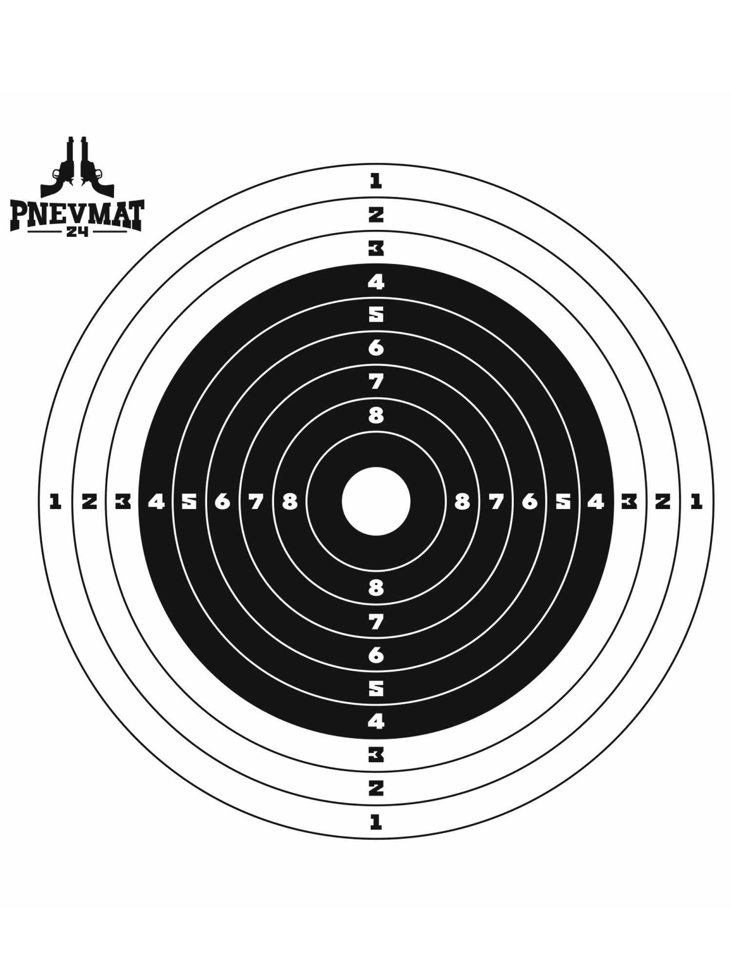 Мишени для пневматики Pnevmat24 №8, 100x100 мм (50 штук)