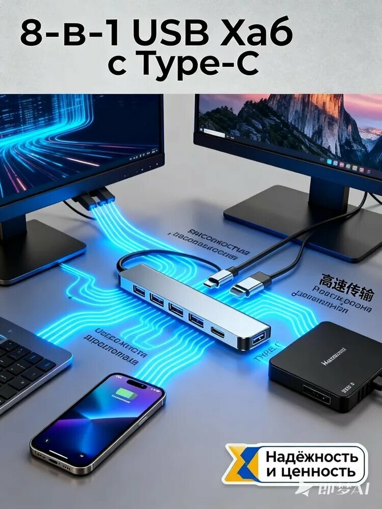 USB разветвитель адаптер 8 в 1 USB HUB Type C док станция Usb 3.0 хаб 3 0 переходник концентратор адаптер TF SD картридер для ноутбука для макбука USB-2.0 Type-c. USB 3.0 Aux 3.5