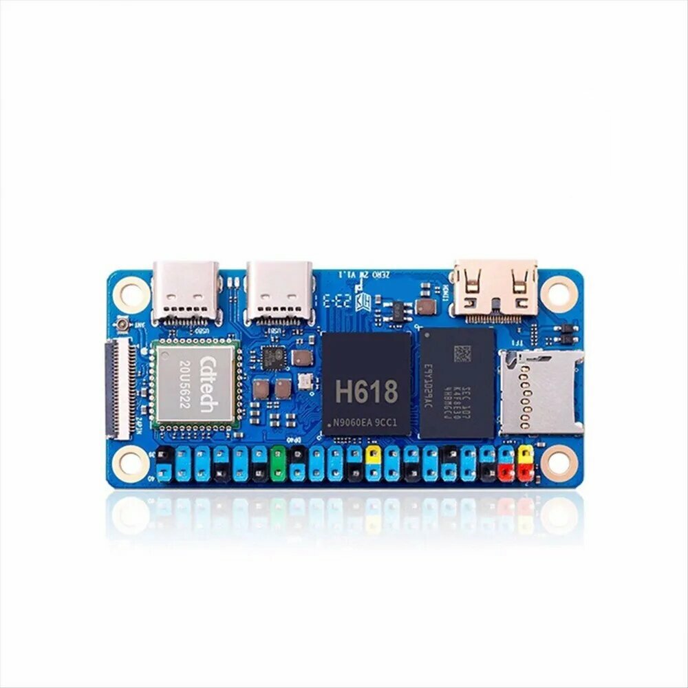 Для мини-ПК Zero 2W Development Board с 2 ГБ ОЗУ и радиатором DDR4 Allwinner H618 WiFi5 Bluetooth5.0, поддержка 4K 60FPS