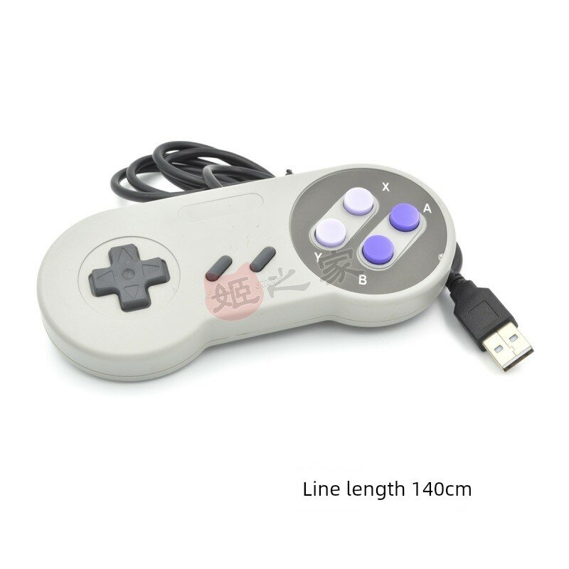 1 USB-проводной ретро-геймпад для NES/FC классика, фиолетовые кнопки, винтажный дизайн для ретро-консолей
