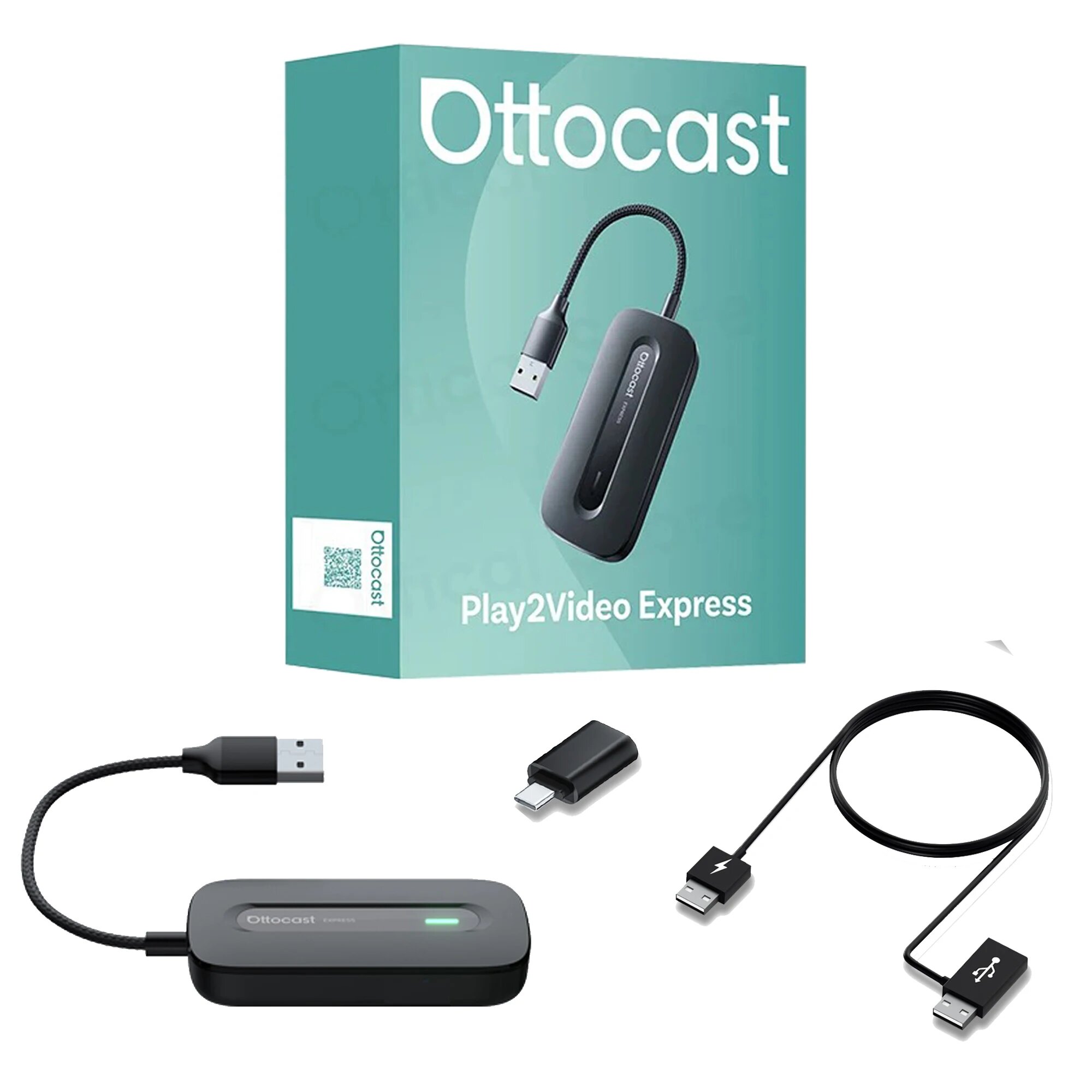 Ottocast Play2 Video Pro Ai Box Беспроводной CarPlay Android Auto адаптер со New Play2 video