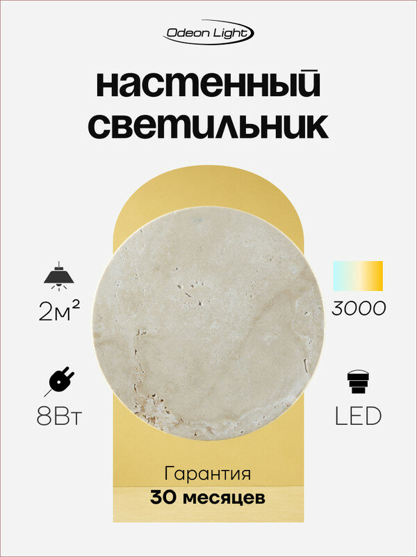 Настенный светильник ODEON LIGHT TRAVERTINO 6625/8WL LED 8W бежевый