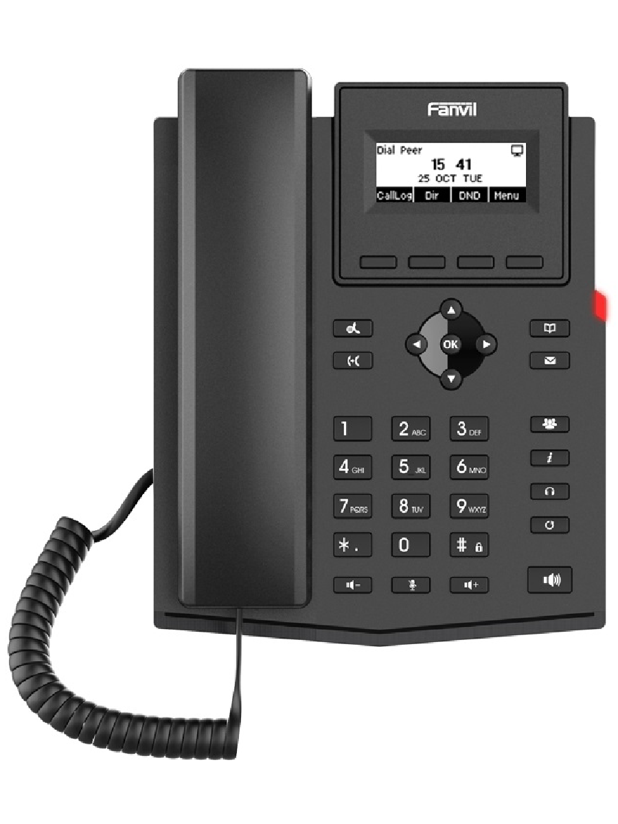 Телефон VoiceIP Fanvil X301 LCD 128x48, дисплей 2,3, 2 аккаунта SIP, книга на 1000 записей