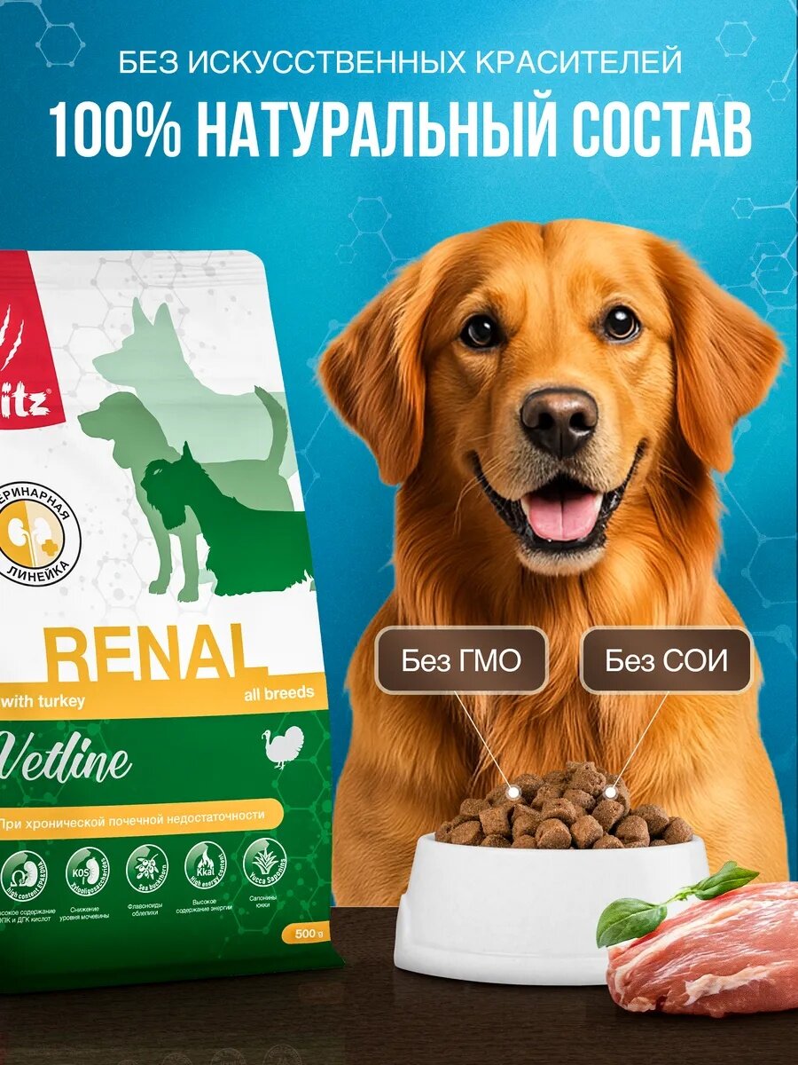 Сухой корм Blitz Dog Vetline Renal, диетический, для собак, 0.5 кг