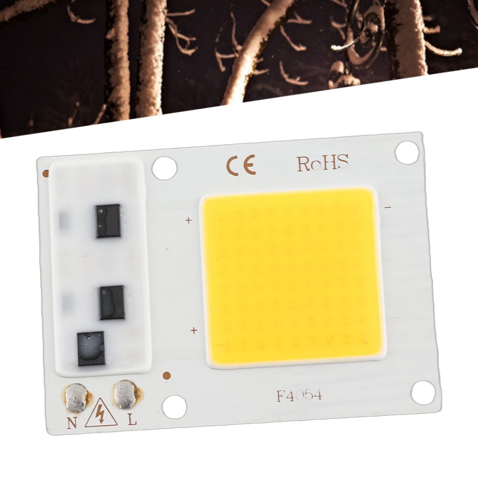 Светодиодный чип COB для источника света, 20W 220V, теплый белый цвет, диммирование, защита платы датчиком NTC