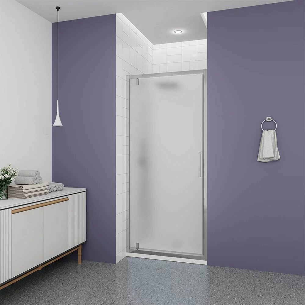 Душевая дверь в нишу Veconi Ottimo P30 CH распашная, 90х190 см, стекло матовое, профиль хром глянец OP30CH-90-07-C9