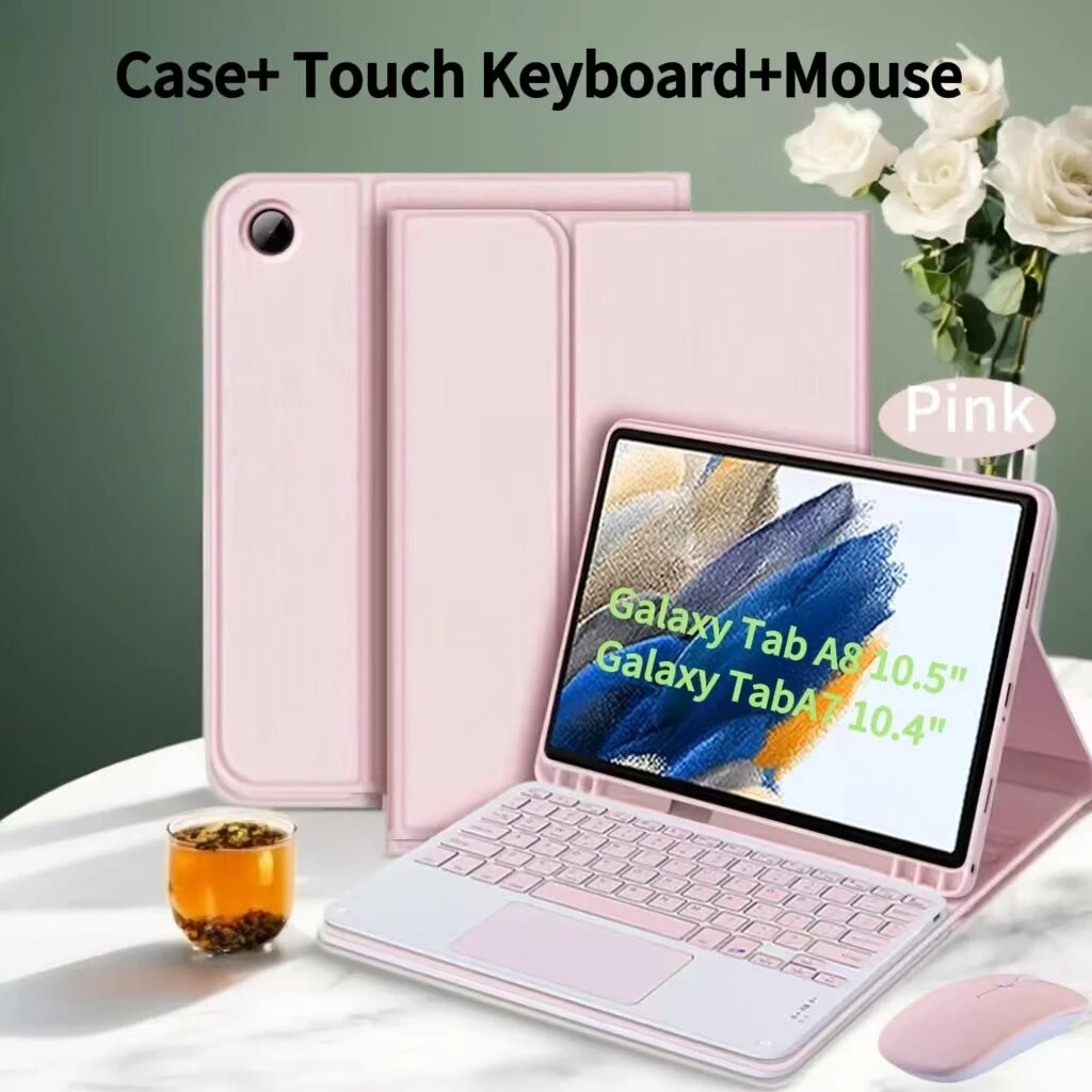 Чехол для Samsung Galaxy Tab A8/A7 с беспроводной Samsung Galaxy Tab A8 , pink D, Korean keyboard