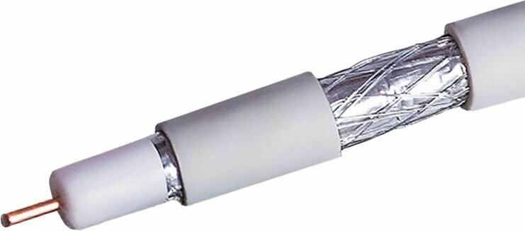 Кабель коаксиальный NETON CCS RG-6, 75O m, PVC, внутренний, 100 м, белый (109L)