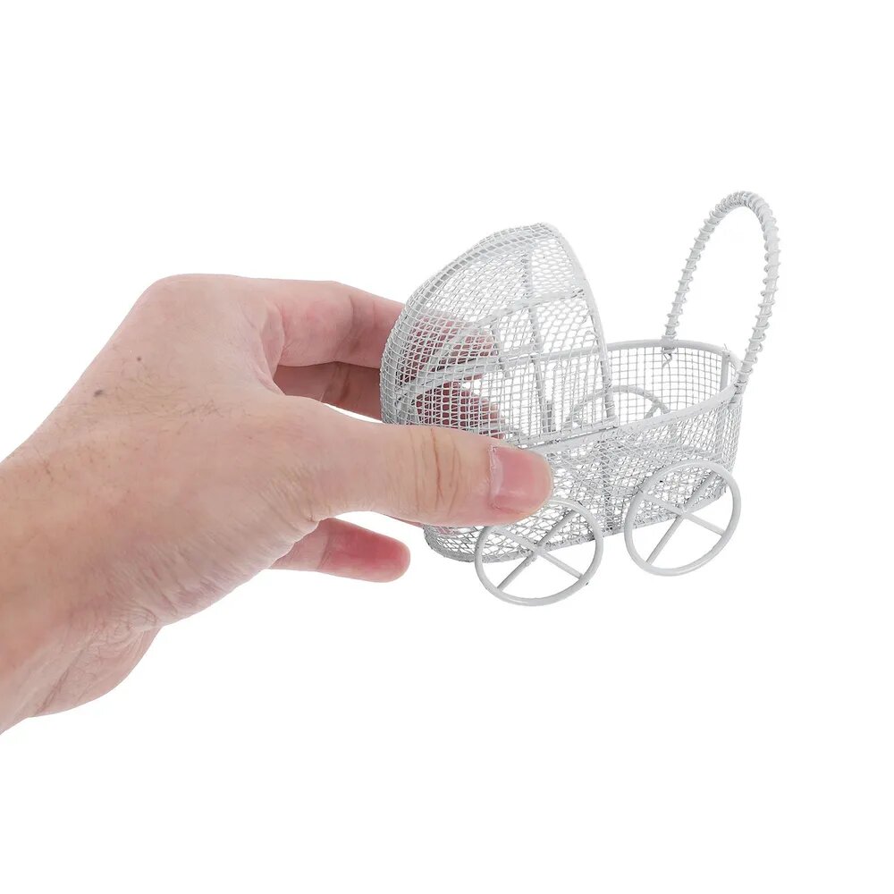 Набор из 12 миниатюрных железных колясок белого цвета для ролевых игр с куклами